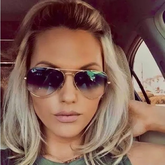 Ray-Ban | Accessories | Rayban Rb325 Aviator Gradient Blue Sunglasses With Gold Frame | Poshmark